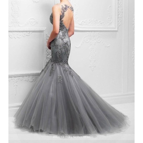 Mon Cheri | Dresses | Ivonne D For Mon Cheri 17d74 Pewter Grey Sz 16 ...